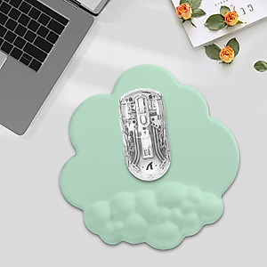 Gaming Mouse Pad Wrist Rest,Ergonomic Cloud Wrist Rest Mousepad with Gel Memory Foam,Non-Slip Rubber Base,Comfortable Mouse Pad for Home Office,Laptop,Mac,Lightweight,Easy Pain Relief (Light Green)