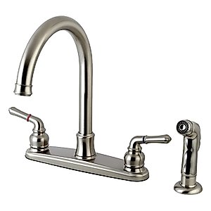 Kingston Brass FB7798NMLSP Naples 8" Centerset Kitchen Faucet, Brushed Nickel