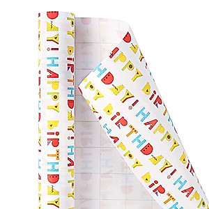 MAYPLUSS Birthday Wrapping Paper Roll - Mini Roll - 17 inch X 120 inch Per roll - Balloon Design (42.3 sq.ft.TTL)