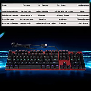 Kafuty-1 USB Mechanical Keyboard, 104 Keys Ergonomic PC Gaming Keyboard with 20 Kinds of Light Modes, Red Switch, for Win XP 7 8 10, for OS X 10.2 and Above(red)