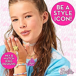 Barbie Sparkling Bling Jewelry Making Kit, Storage Case, Ring Making Kit, Charm Bracelet Making Kit for Girls, Arts & Crafts Toy for Girls Ages 6+