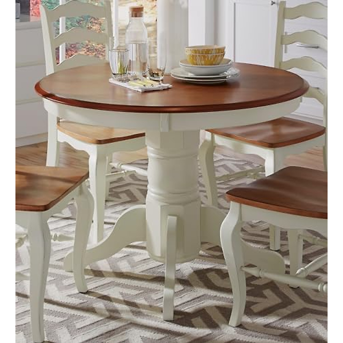 French Countryside Oak/ White 42" Round Pedestal Table by Home Styles
