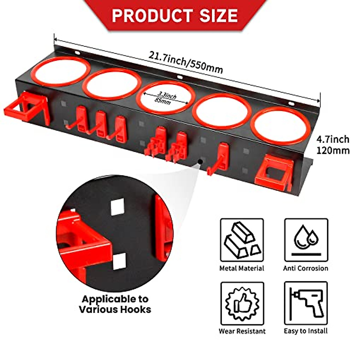 ALL4DETAIL Spray Bottle Holder, Multifunctional Spray Bottle Rack Car Beauty Shop Accessory Display with 5 Plastic Hanging Hooks - Plastic Spray Bottle - Squeeze Bottle