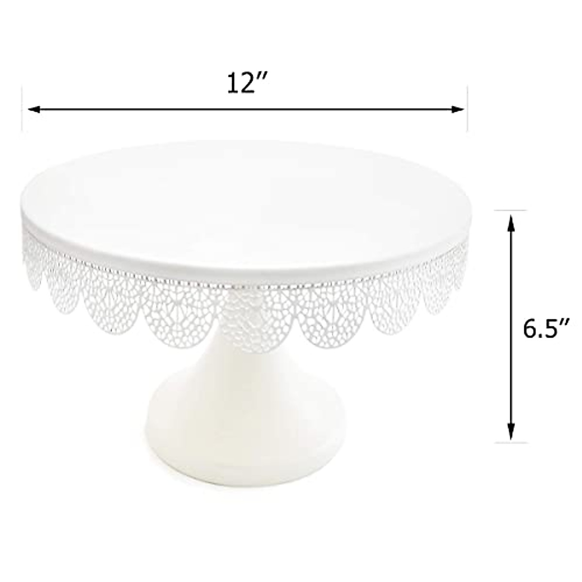 LUCYCAZ 12-inch White Cake Stand, No Need to Install Single Layer Round Metal Cupcake Holder Stand, Wedding Birthday Party Dessert Holder Pedestal/Display/Plate