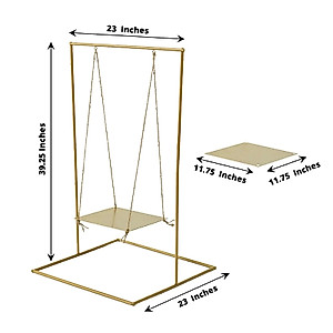 BalsaCircle 3 feet Gold Metal Swing Cake Stand Hanging Dessert Display Centerpiece Party Events Reception Home Decorations Supplies