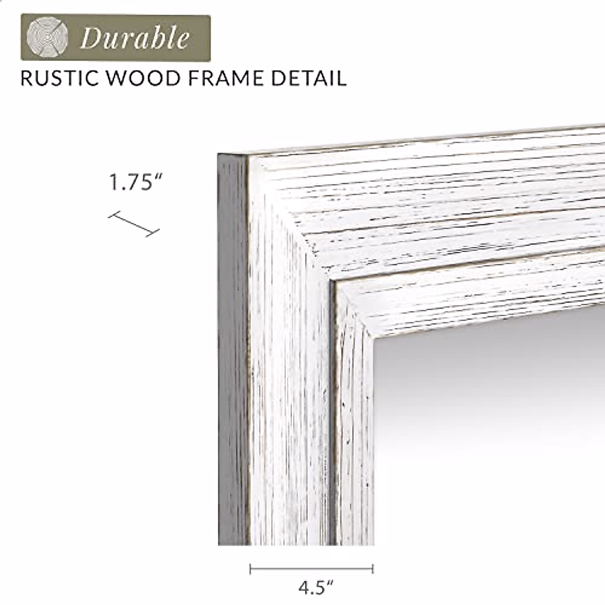 Barnyard Designs 24x32 Whitewashed Wood Farmhouse Wooden Large Rustic Wall Mirror, Bedroom Mirrors for Wall Decor, Decorative Wood, Living Room or Bathroom Vanity, White