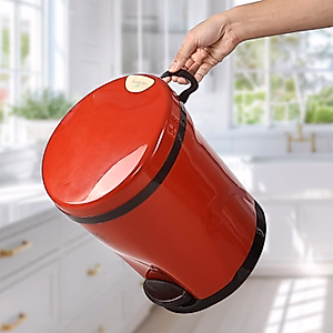 Buyitt Round Trash Can with Soft-Close Foot Pedal, 2 Gallon Waste Bin with Lid, Bathroom Step Waste Can, Red