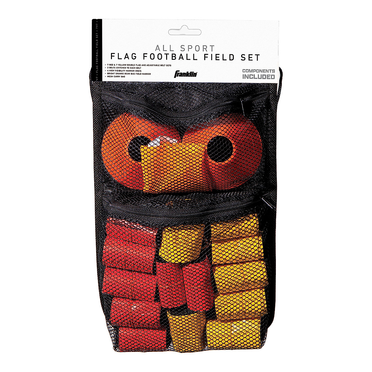 Franklin Sports Flag Football Set - 14 Player Flag Football Belts for Adult + Youth - Equipment Cones + Field Marker Included - 7 v 7 Set