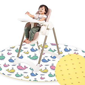 Splat High Chair Mats for Dropping Food, ALYYDBG Baby Washable Waterproof & Anti-Slip Floor Splash Mat for Under High Chair (Large Round 43 X 43 Whale)