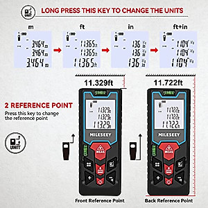 Laser Measure 130ft, MiLESEEY S2H Laser Tape Measure with 2 Bubble Levels, ±1/16IN Accuracy, Laser Measurement Tool for Area Measurement,Volume and Pythagoras, 2" LCD Backlit Laser Distance Measure