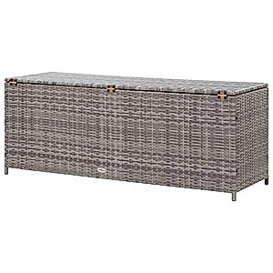 GOTOTOP Extra Large Outdoor Storage Box Waterproof, Poly Rattan Deck Box for Patio Garden Furniture, Outdoor Cushion Storage, Pool Accessories and Toys, 47.2"x19.7"x23.6",Gray