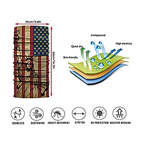 Outdoor Face Mask Scarf Bandana Multiple Functions UV Protection Wind dust Proof Headwear for Men and Women Cycling Motorcycling Hiking Skiing American Flag