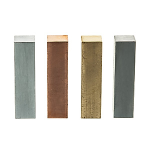 4pc Metal Block Set - Brass, Aluminum, Steel & Copper - 2" x 0.5" - for Density Investigation, Specific Gravity & Specific Heat Experiments - Eisco Labs