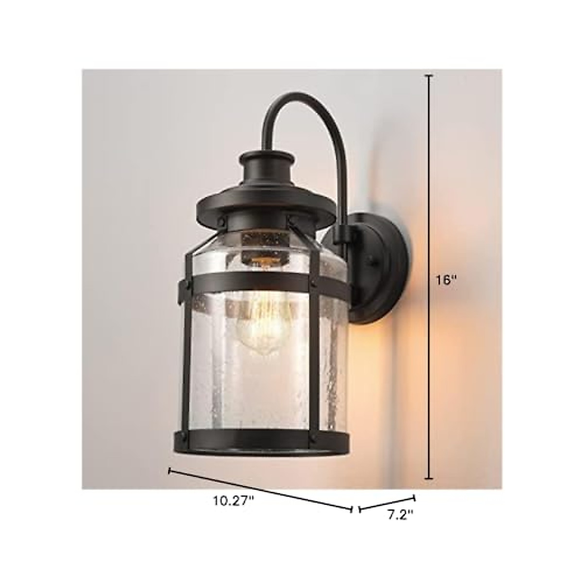 Globe Electric 44791 Apollo 1-Light Outdoor Wall Sconce, Bronze, Seeded Glass Shade, Brown, Bulb Not Included