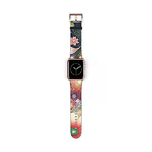 Creative Vibes2 Floral Smart Watch Band Compatible with Smart Watch Series 1, 2, 3, 4, 5, 6, 7, & SE - Leather Watch Bands for Smart Watches (38-41 mm, Gold Matte)