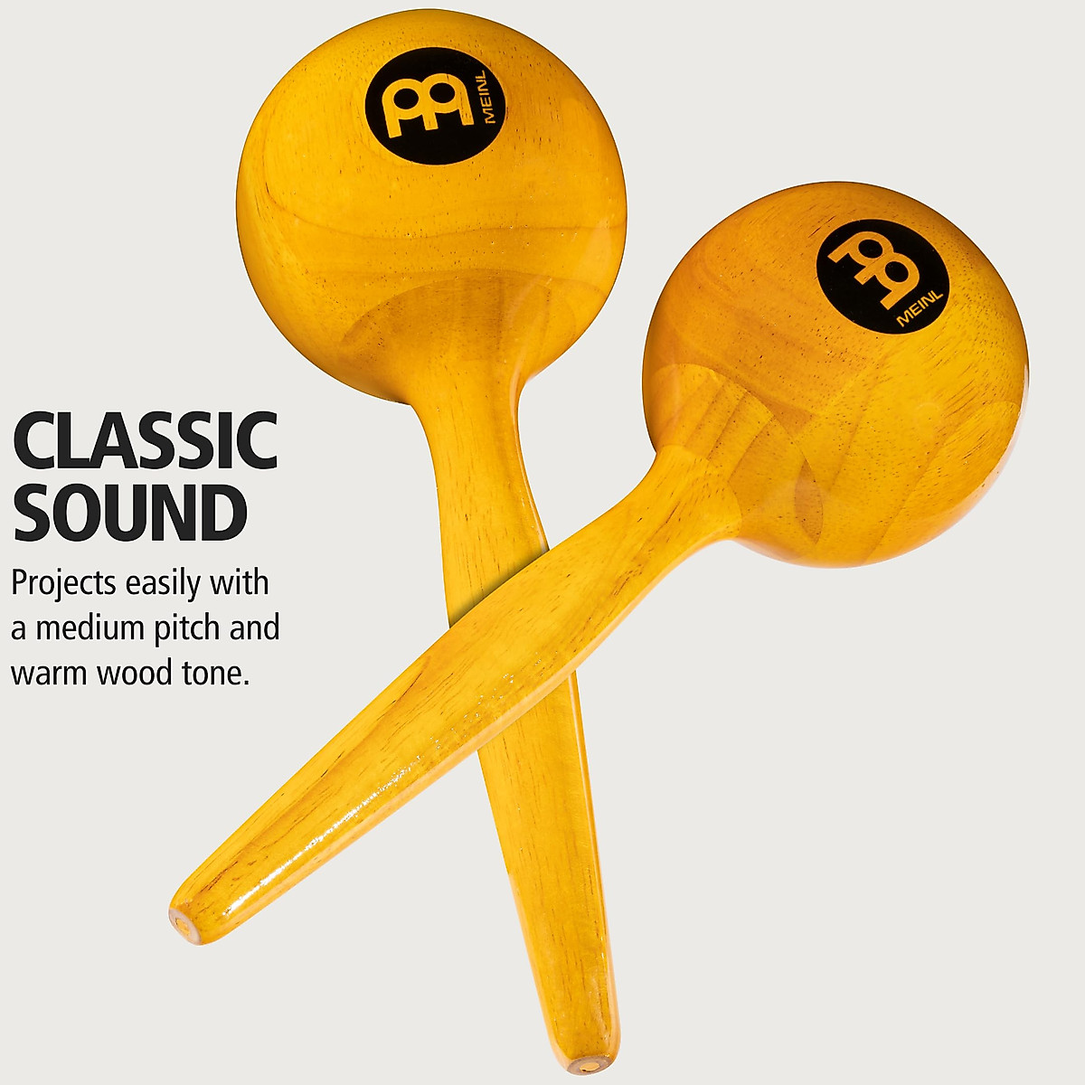 Meinl Percussion MWM2AM Traditional Wood Round Maracas, Amber Finish