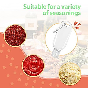 Set of 3 Portable Hot Sauce Keychain Bottles - Mini Ketchup Containers for On-The-Go - Refillable Travel Size Hot Sauce Keychain, 2oz/50ml Bottles