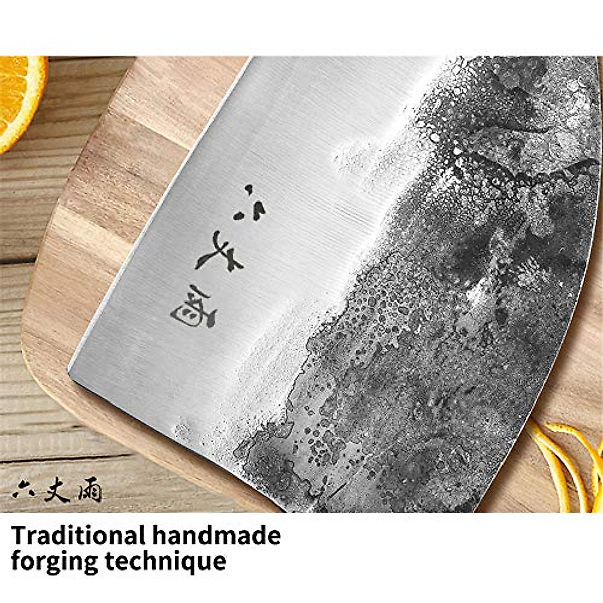 Professional Full Tang Traditional Forged Chinese Chef Knife Kitchen Knives High Manganese Steel Meat Cleaver Serbian Butcher Chopper Sharp Blade Slicer Slaughtering Knife for Family, BBQ or Camping