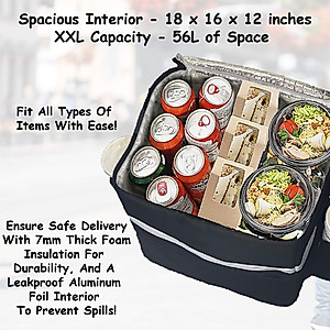 FRESHIE Insulated Food Delivery Backpack with Cup Holders / Drink Carriers Premium, For Drivers Of Door Dash, Postmates, Grub Hub, Pizza Bag, Grocery, Beverage, Commercial Quality (Backpack)