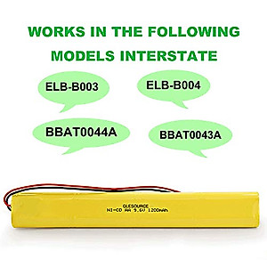 GLESOURCE 9.6V 1200mAh Battery Compatible for ELBB003 Lithonia ELB-B003 ELB-B004 ELBB004 OSI OSA228 DANTONA CUSTOM-306-U BBAT0044A BAA-96 BBAT0043A Emergency Light(4 Pack)