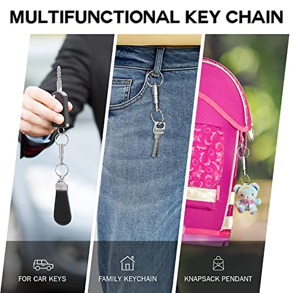 eBoot Detachable Pull Apart Key Rings Keychains (2 Pack)
