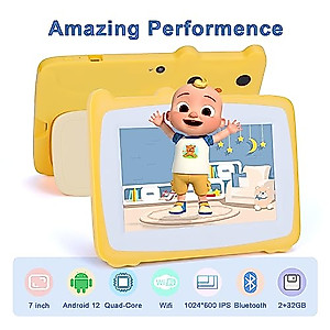 C idea Kids Tablets,7 Inches Toddler Android 12, Dual Cameras, 32GB Large Storage, Iwawa Pre-Installed, Parental Control, Children Learning Educational Tablets