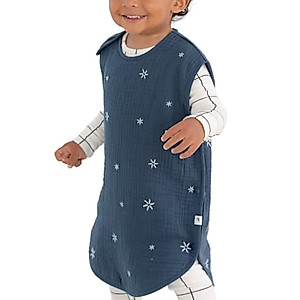 Konny Baby Sleep Sack - Wearable Blanket Sleeping Vest | 6-Layer Cotton Gauze Newborn Essentials Cloths | TOG 1.0 | 6 Months - 5T | (Navy Sparkle, Medium)