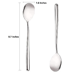 Korean Spoon,Stainless Steel Long Handle Soup Spoons,Long Tablespoon,Coffee Spoon,Silver,Pack of 5 (8.7x1.6 inches)