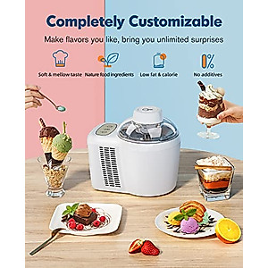 Ice Cream Maker Machine, Haimmy 700ml Automatic Electric Gelato Machine with 2 Modes, No Pre-Freezing Required, Keep Cool 4 Hours, Homemade Soft Serve Ice Cream Frozen Yogurt Sorbet Dessert Maker