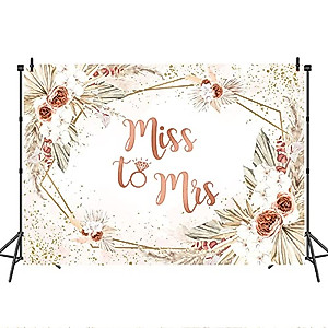 Mocsicka Miss to Mrs Bridal Shower Backdrop Boho Chic Pink Flowers Photography Background Vinyl Wedding Bride to Be Cake Table Decorations Photo Booth (7x5ft)