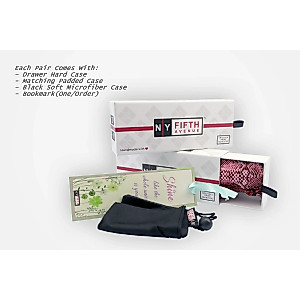 The French, (Bling) Fleur De Lis Women Reading Glasses Adorned with (Clear + Aurora Borealis) Austrian Crystals, Magnifying (Black) Rectangular. NY Fifth Avenue. (+2.50)