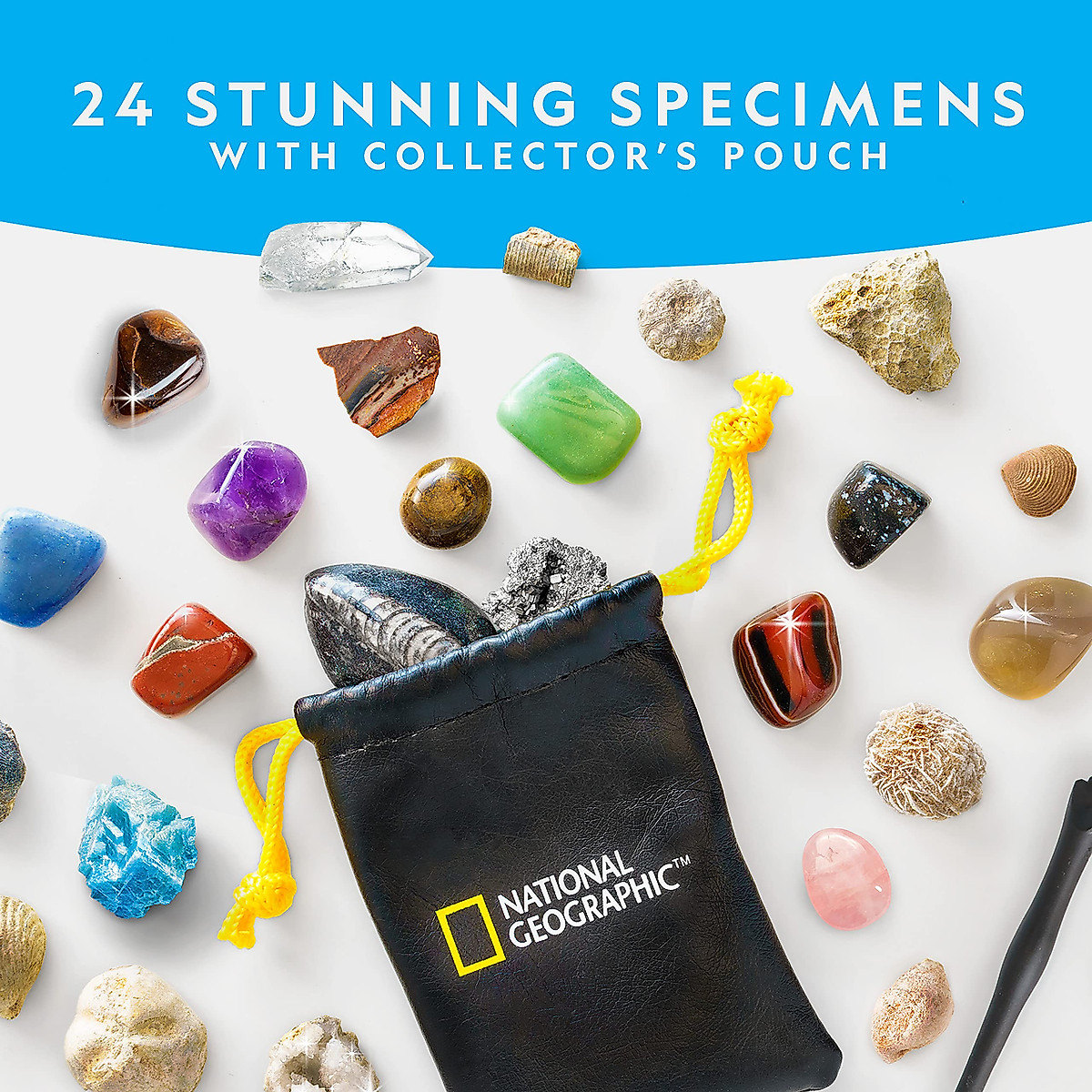 NATIONAL GEOGRAPHIC Rock Collection Advent Calendar 2024 - Advent Calendar for Kids with 24 Gemstones, Minerals & Fossils for Kids, Complete Gem & Fossil Collection Christmas Countdown Calendar