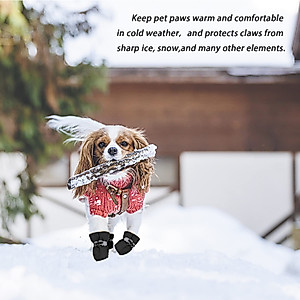 LUZGAT Dog Boots Paw Protectors,Small Dog Winter Boots Shoes,with Anti-Slip Sole and Plush for Warm Snow Outdoor Walking,Pack of 8(Black+Red,Size 2)