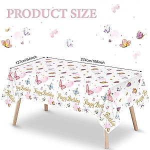 Tiamon 3 Pack Butterfly Tablecloth Birthday Party Decorations Plastic Waterproof Table Covers Rectangular Disposable Decor 108 x 54 Inch for Spring Summer Baby Shower Floral Supplies Favors