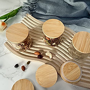 Oui Yogurt Jar Lids-8 Pack Oui Lids- Natural Bamboo Wood with Silicone Sealing Rings and Oui Yogurt Bottle Label,For 5 Oz Oui Yogurt Jars