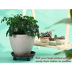 8 Packs Large Plant Caddy with PU Wheels 12” Rolling Plant Stands Heavy-duty Plastic Plant Roller Base Pot Movers Plant Saucer on Wheels Indoor Outdoor Plant Dolly with Casters Planter Tray Coaster