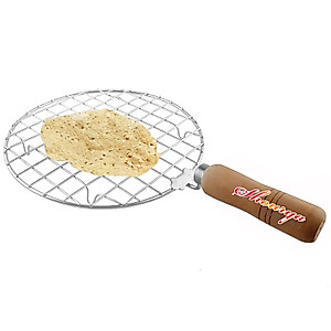 Satre Online And Marketing Stainless Steel Wire Roaster,Wooden Handle Round with Roasting Net,Roasting Net,Round Roasting Net,Papad Jali,Roti Jali,Roaster