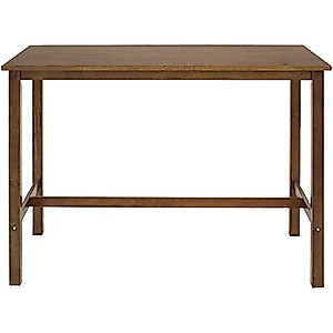 Sunnydaze Arnold 48 x 23.5-Inch Solid Rubberwood Dining Table - Counter-Height - Weathered Oak Finish