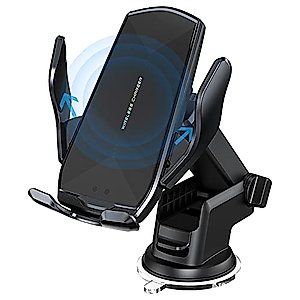 Wireless Car Charger Mount, 15W Qi Fast Charging Auto-Clamping Cell Phone Car Holder ​Air Vent Windshield Dashboard Long Arm Suction Cup Car Phone Mount for iPhone13 /12/11 Samsung S20/S10/S9/S8 LG