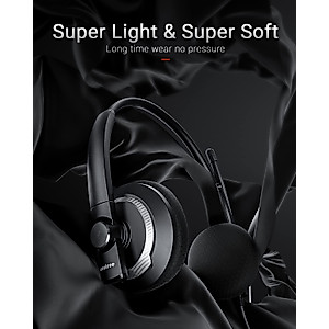 awatrue Wired Headset with Microphone for PC Laptop - 3.5mm Jack On Ear Headphones with Noise Cancelling Microphone for Boom Skype Webinars, in-line Control,Comfortable