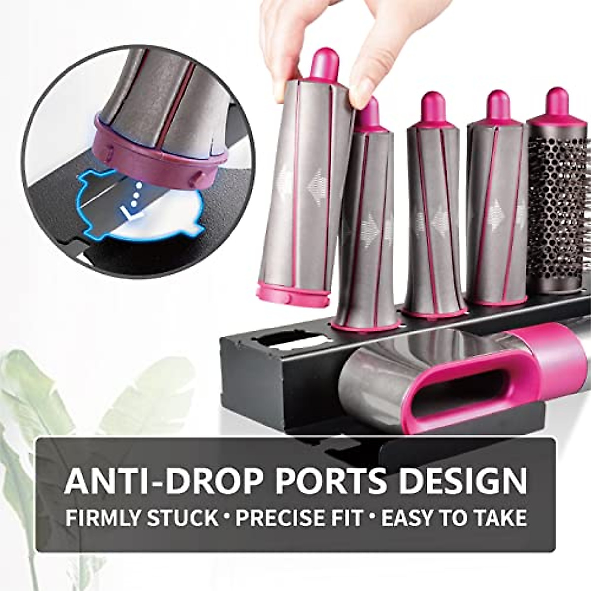 Storage Holder for Dyson Airwrap Curling Iron Styler Wall Mounted Rack Bracket Stand with Adhesive for Home Bathroom Organizer Black (A)