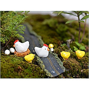 SPWOLFRT 26 Pcs Cute Mini Animal Figurines Miniature, Family Chicken Cock Ornament Micro Fairy Garden Décor for Moss Landscape DIY Terrarium Crafts Accessories Home Outdoor Indoor (Chicken Family)
