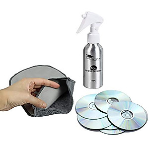 CD DVD Cleaner Solution Spray Fluid - Premium Compact disc Cleaning Kit with Anti-Static Microfiber Cloth Glove 4oz