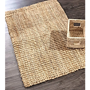 Elyson Chunky Jute Textured Handmade Area Rug, Living Room, Natural Fiber bio Friendly (4x6 FT, Natural)