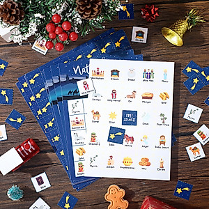 Shappy 35 Pieces Christmas Nativity Bingo Game Christian Bingo Game 24 Players Nativity Cards for Family Friends School Classroom Activities Holiday Party Favors(Nativity)