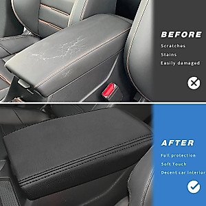 INTGET for 2025 2024 2023 Honda CRV Center Console Cover Leather Middle Armrest Cover Center Console Lid Protector for Honda CRV 2025 Accessories (Black Leather Console Cover)
