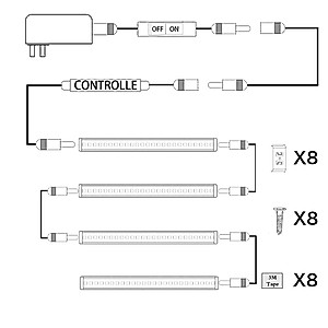 AIBOO LED Under Cabinet Lighting Kit, LED Strip Light,Shelf Lights Direct Wire, 12V Dimmable Kitchen Light Bar Linkable with Rocker Switch and Plug in Adapter (4 Panels,Warm White)