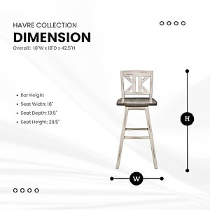 Swivel Pub Bar Height Stools Set of 2, Modern Solid Wood Kitchen Bar Height Stools with Backs, High Back, Swivel Seat, Footrest for Kitchen Island, Easy Assembly, Divided X-Back, 29"SH, White