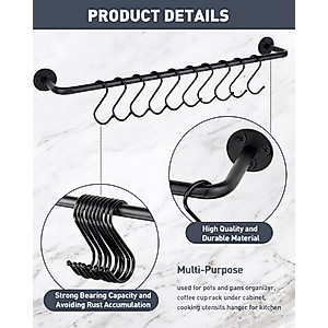 QYINXIU Coffee Mug Wall Rack，Coffee Cup Holder Wall Mounted，Mug Racks for Wall，Mug Wall Rack，Mug Holder Wall，Set of 2, Black (Black)