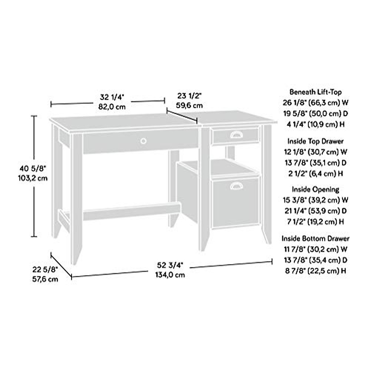 Sauder Shoal Creek Lift Top Desk, Jamocha Wood finish